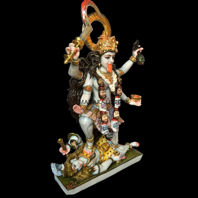 Kali Standing on Lord Shiva Statue Goddess Mahakali Sculpture Handmade ...