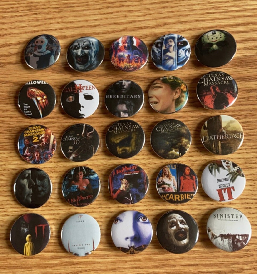 1.25” Circle Cropped Horror Movie Pins/pin Back Buttons - Etsy