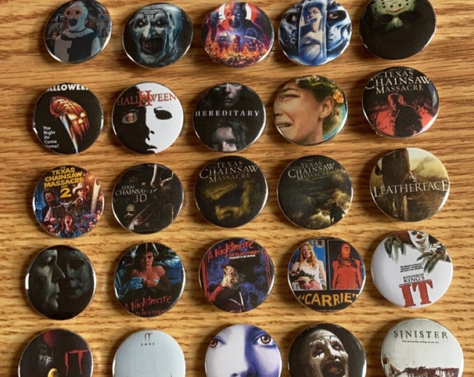 1.25” Circle Cropped Horror Movie Pins/pin Back Buttons - Etsy