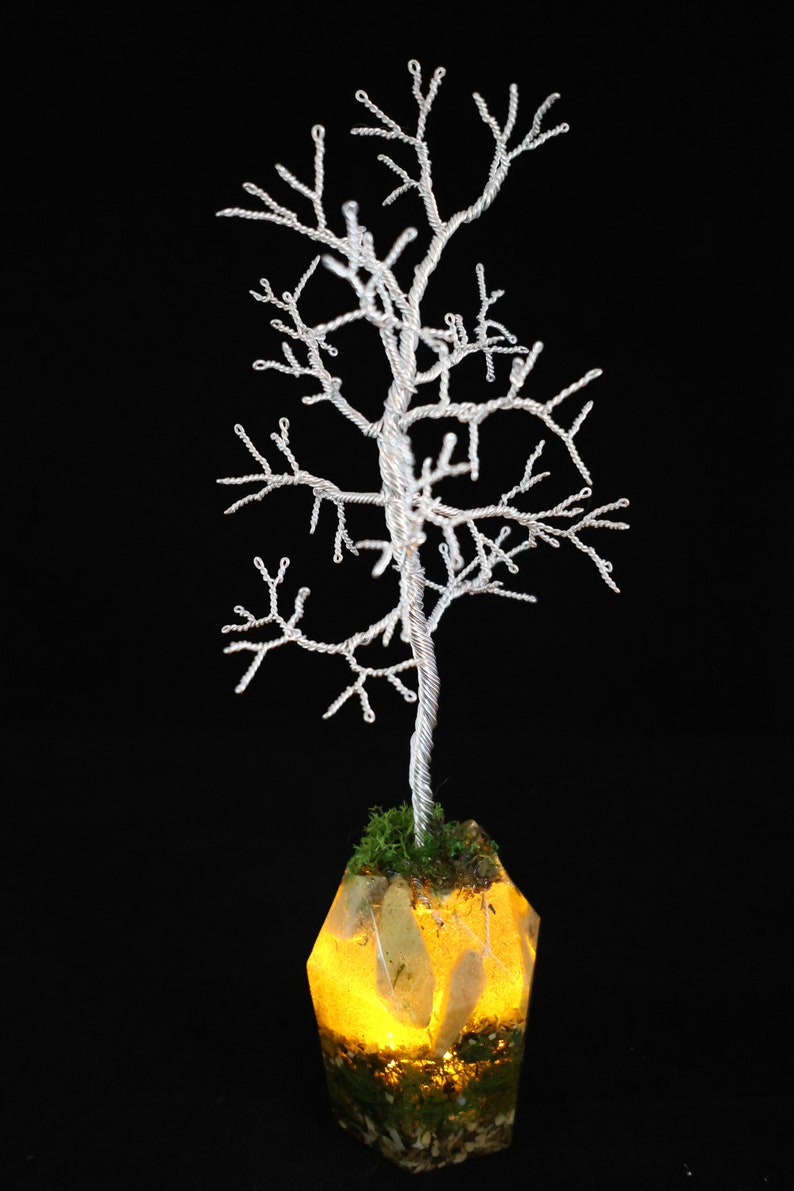 Wire Tree With Electric Candle Resin Base - Etsy