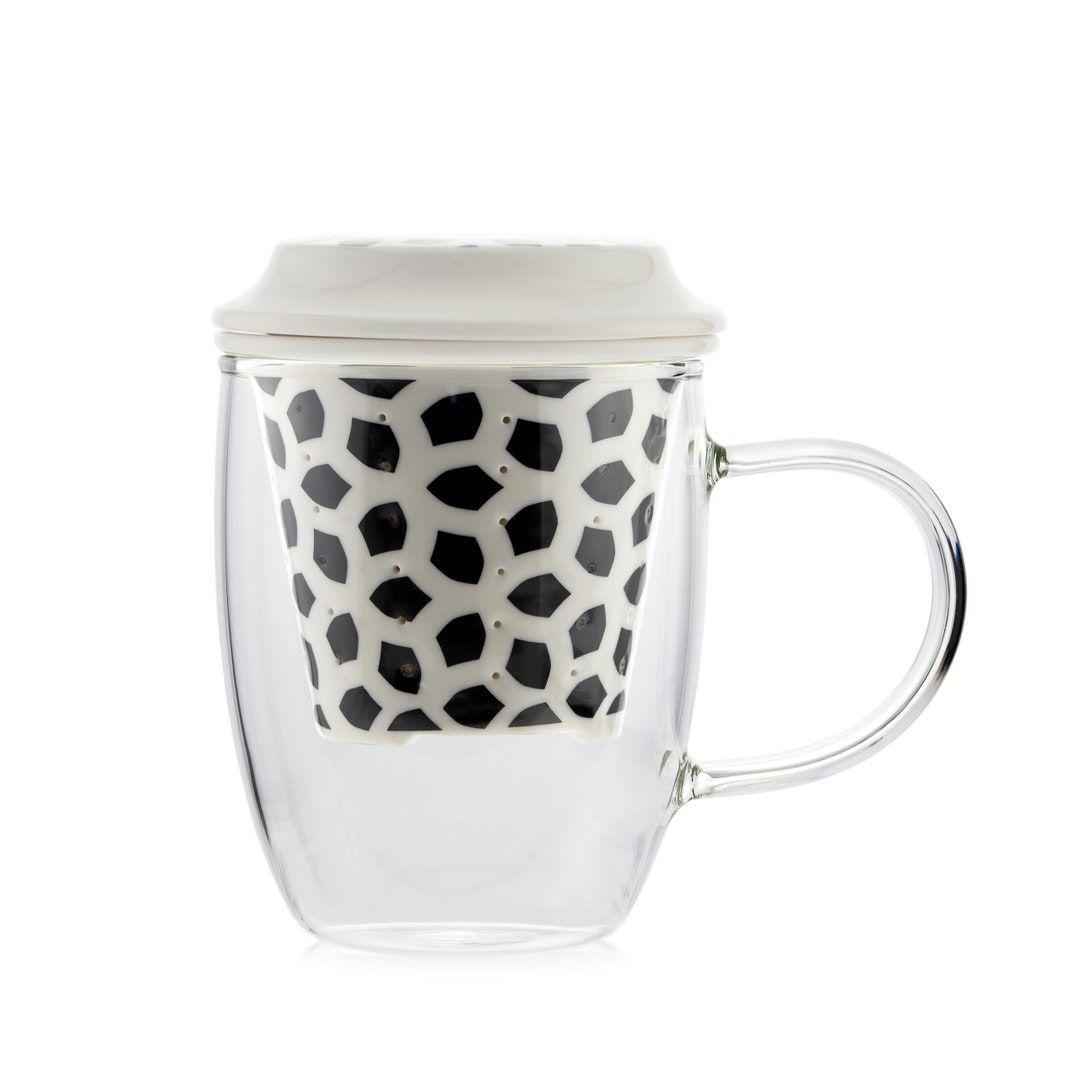 400ml Cha & Co Kerala Borosilicate Glass Infuser Mug With Ceramic ...