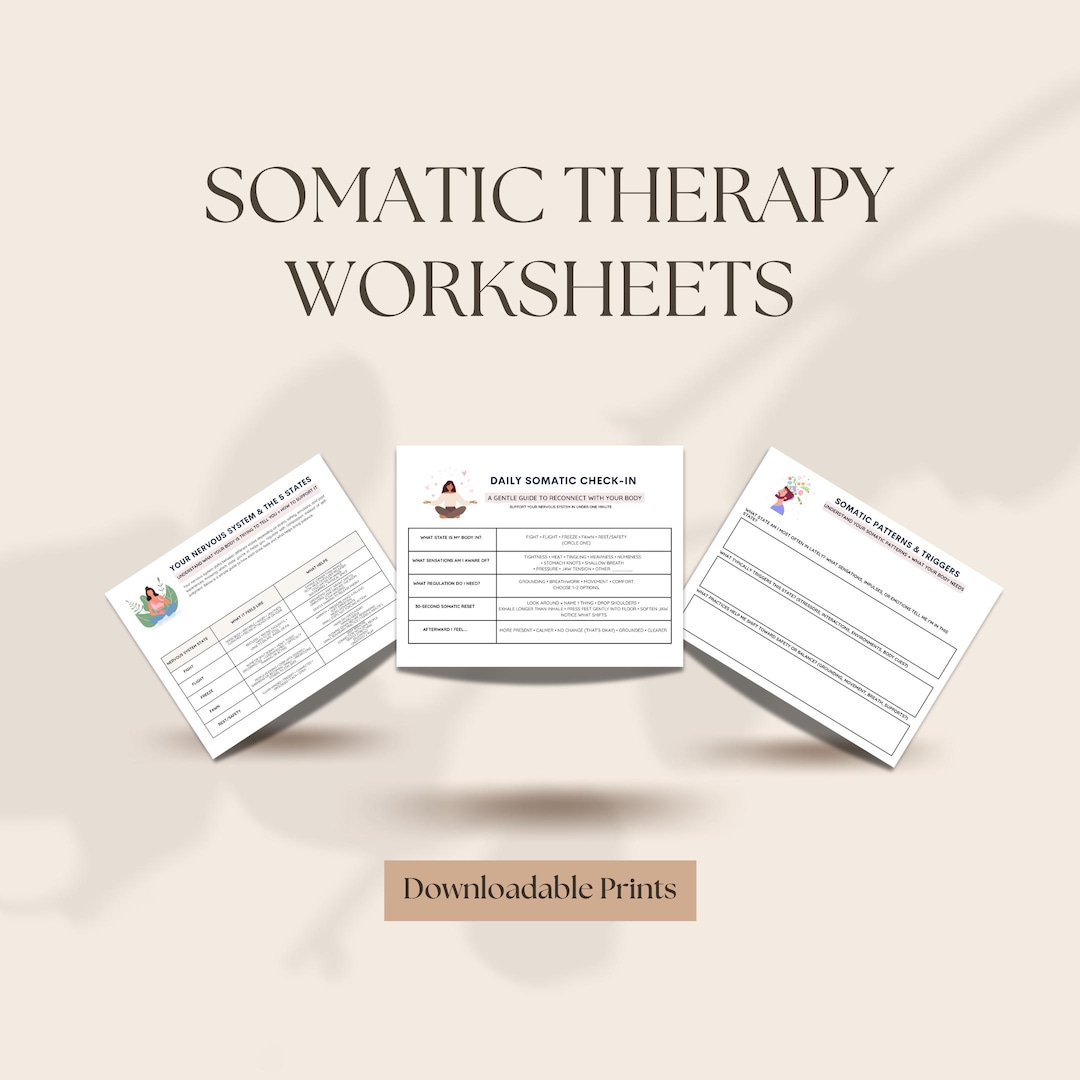 Somatic Therapy Worksheets | Nervous System Regulation (PDF) - Etsy