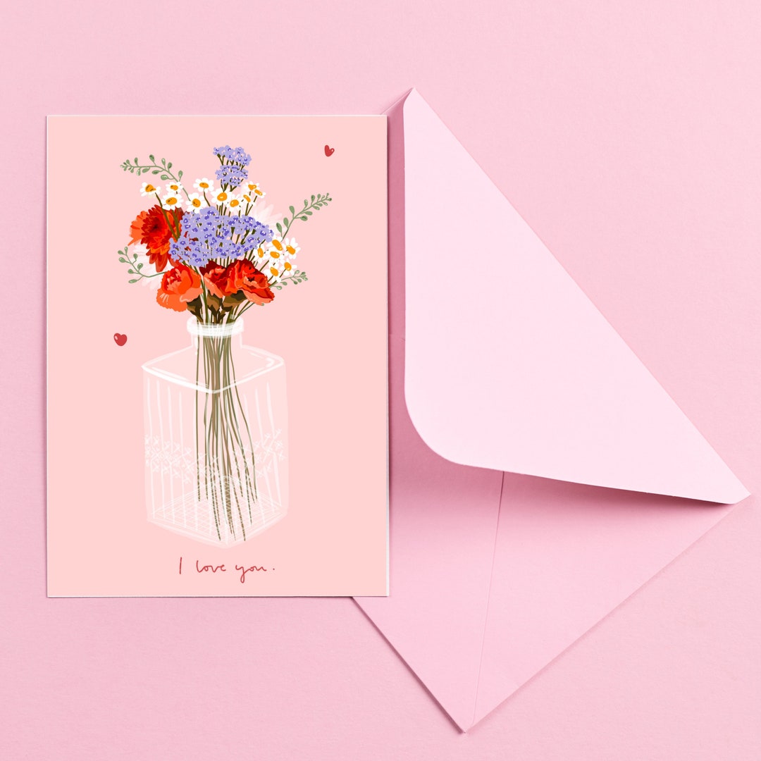 Mother's Day Card PRINTABLE | I Love You Mom Greeting Card | Floral ...