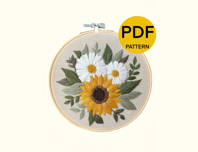 PDF Beginners Hand Embroidery Pattern Floral Embroidery - Etsy
