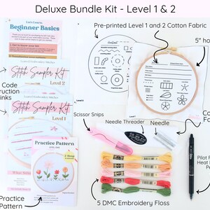 Learn Embroidery Stitch Sampler Kit With 13 Stitches and Video ...