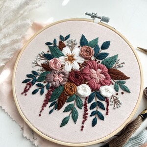 6” PDF Embroidery Pattern Cascade of Fall - Floral Embroidery Design ...