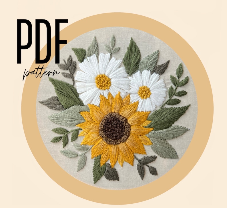 PDF Beginners Hand Embroidery Pattern Floral Embroidery - Etsy