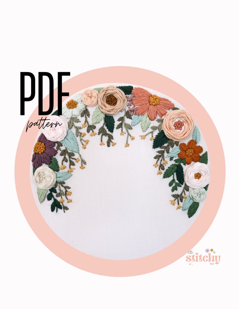 PDF 8 Floral Wreath Embroidery Pattern Hoop Art DIY - Etsy