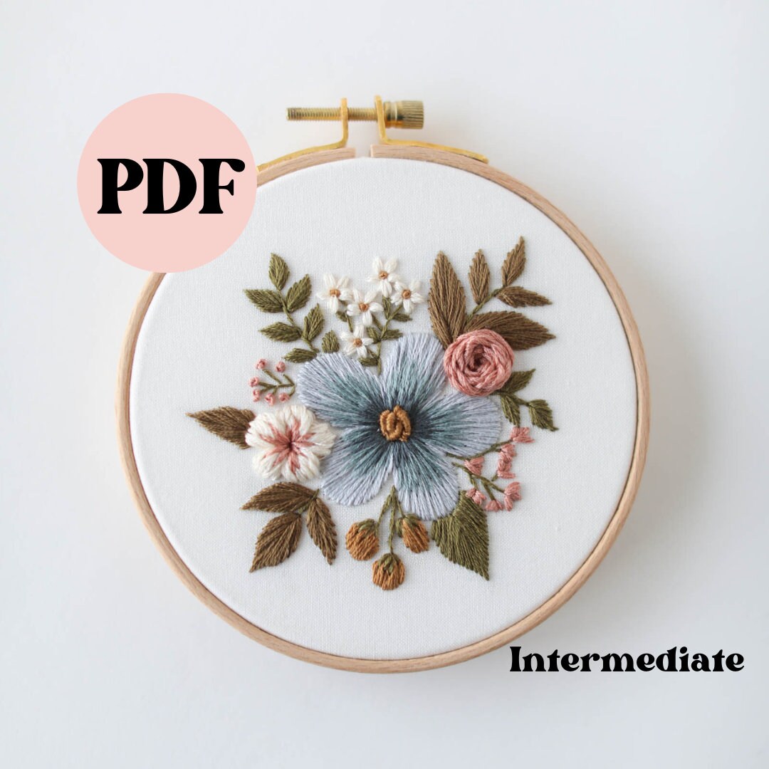 PDF Periwinkle Dreams Embroidery Pattern - Intermediate Embroidery ...