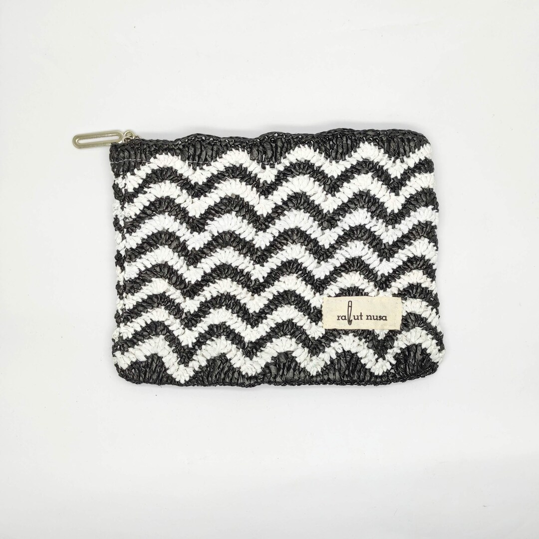 Minimalist Crochet Clutch Wave Handmade Upcycle Plastic Yarn Plarn ...