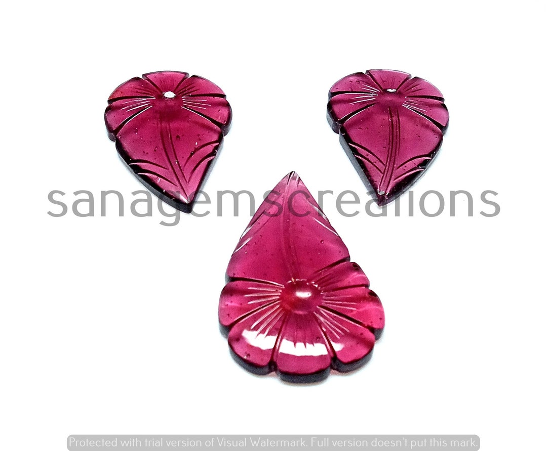 Beautiful Red Ruby Quartz Lief Carved Set Fancy Shape, Red Ruby Glass ...