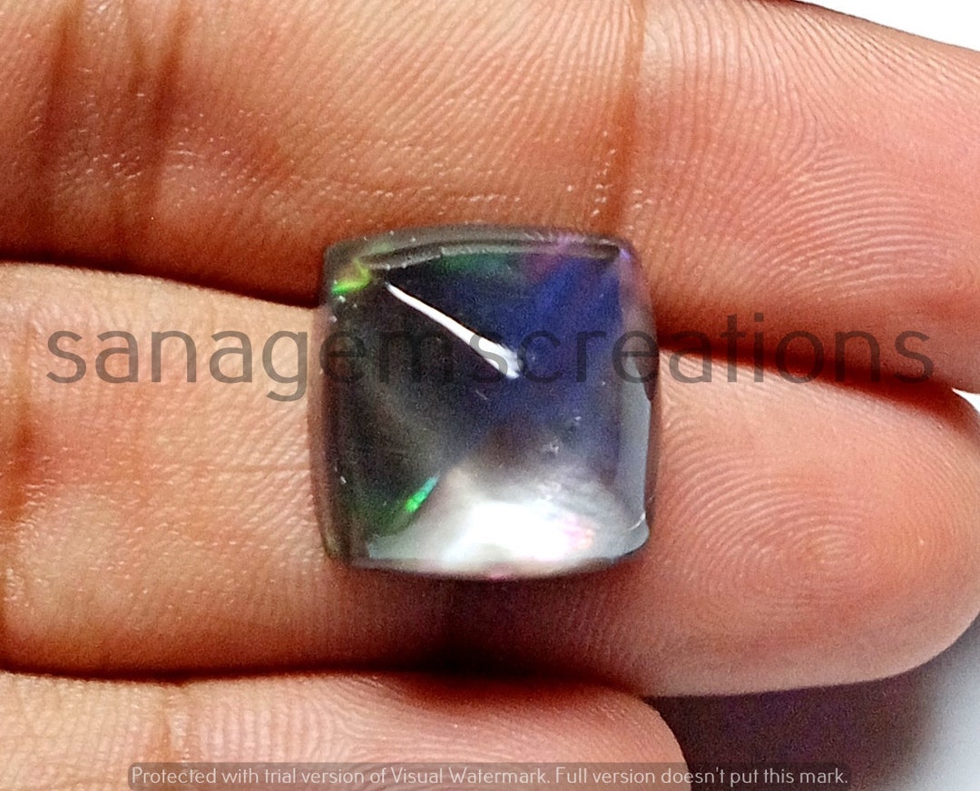 Beautiful Multi Fire Doublet Natural Crystal & Black Mother of Pearl ...