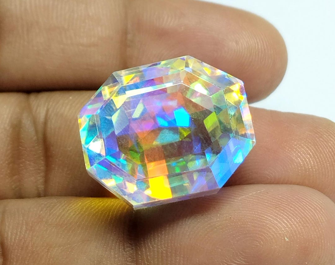 Rainbow Fire Mystic Topaz Faceted Prince Cut Rectangle Gemstone, Size ...