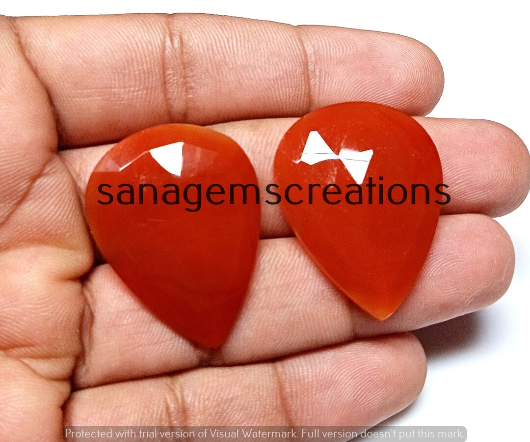 Amazing Red Onyx Flat Back Slice Rose Cut Pair Pear Shape, Size 31x24x5 ...