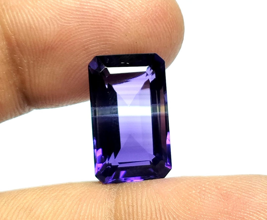 Purple Amethyst Quartz Cut Rectangle Gemstone : Faceted Hydro Amethyst ...