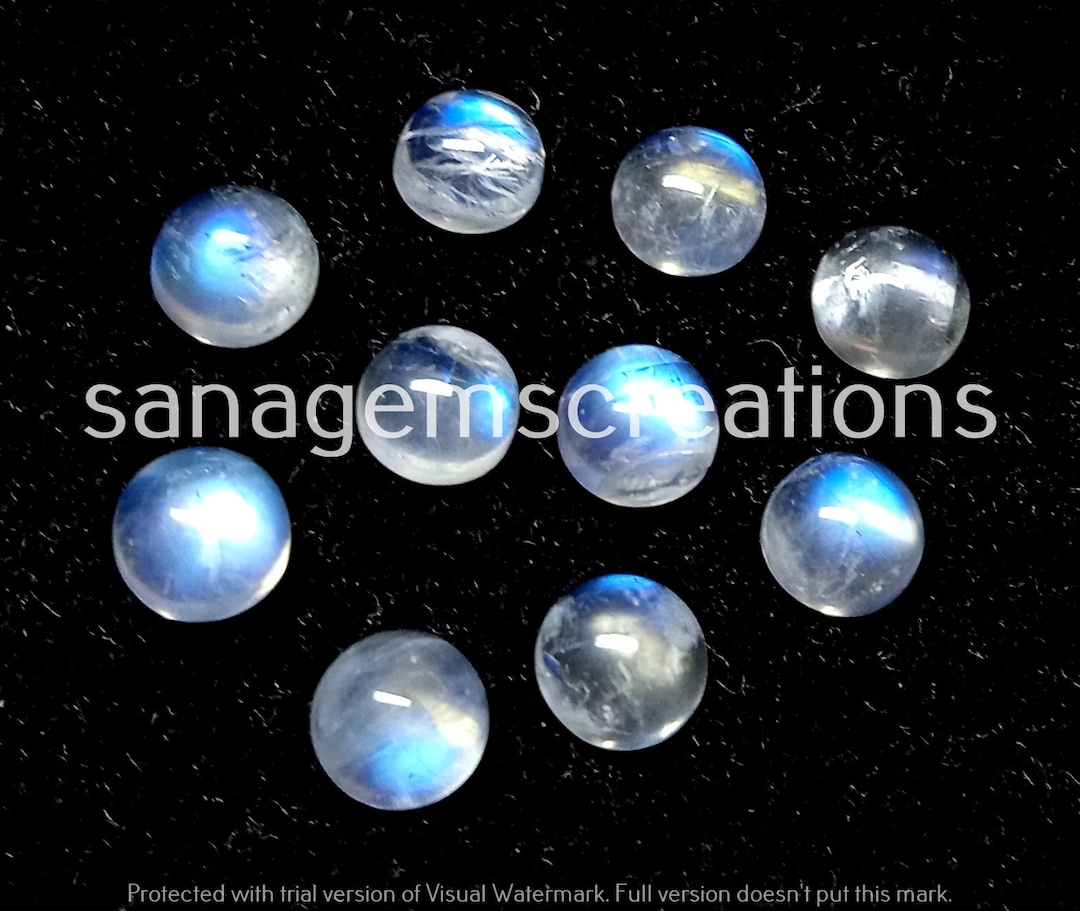 Buy Blue Flash Rainbow Moonstone Cabochon Lot: 6mm Round Gemstones, 10 ...