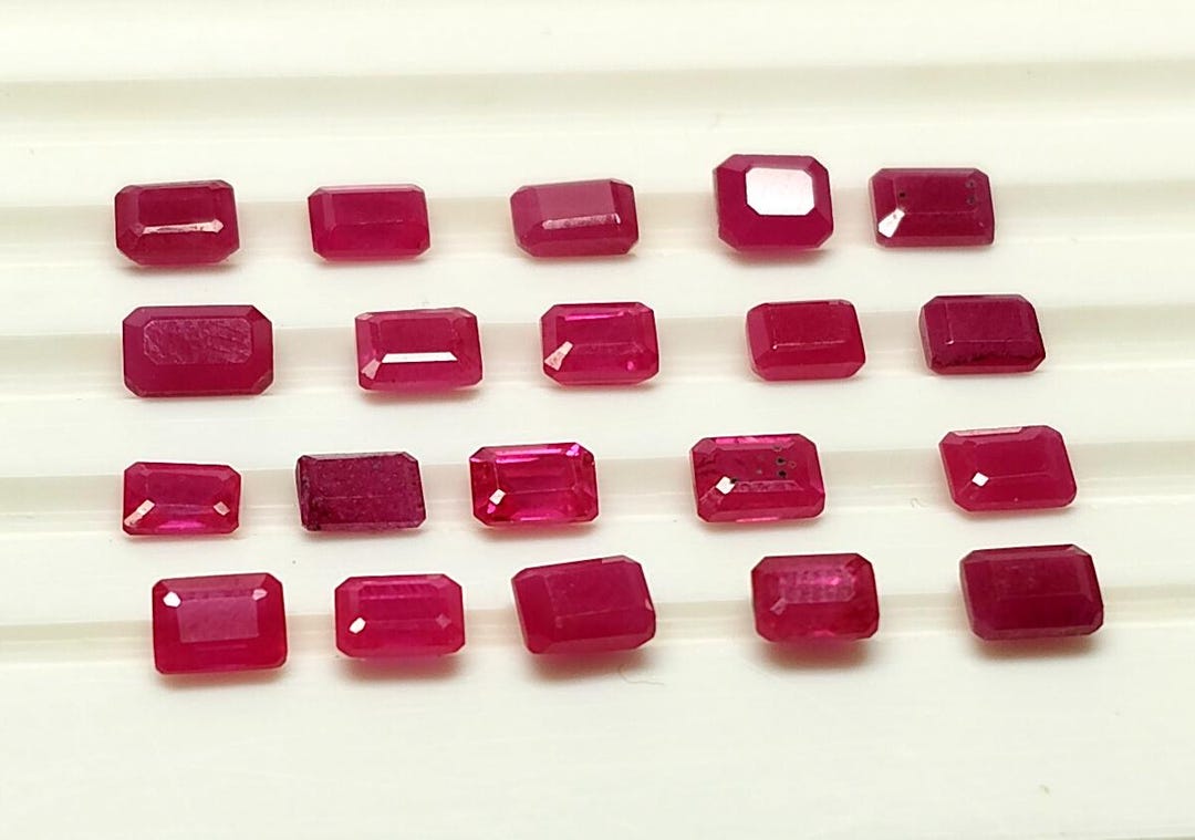 Red Ruby Imitation Cut Faceted: Red Blood Rectangle Lab Grown Gemstone ...