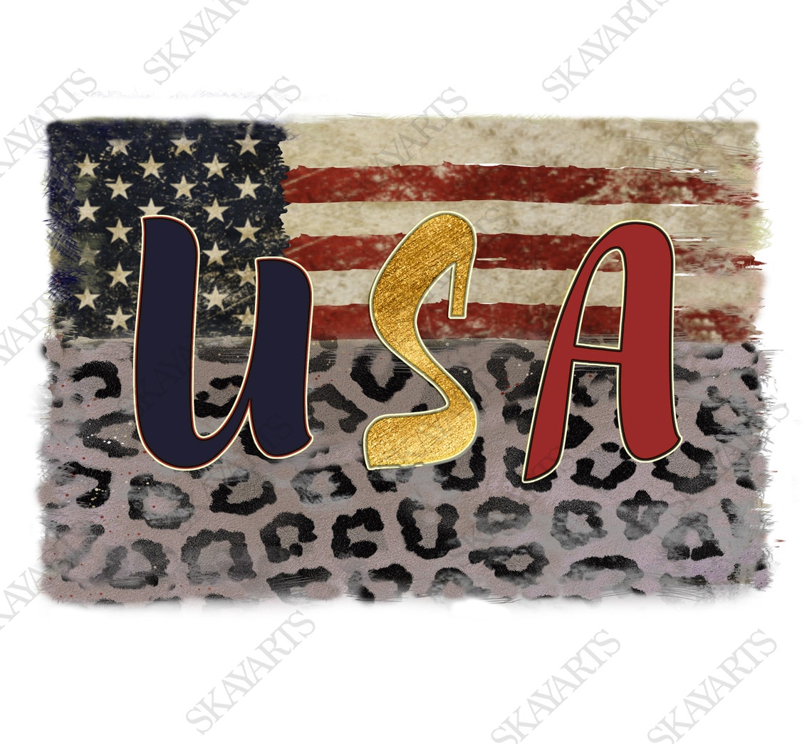 Leopard Print American Flag PNG USA Patriotic Animal Skin Half Leopard ...