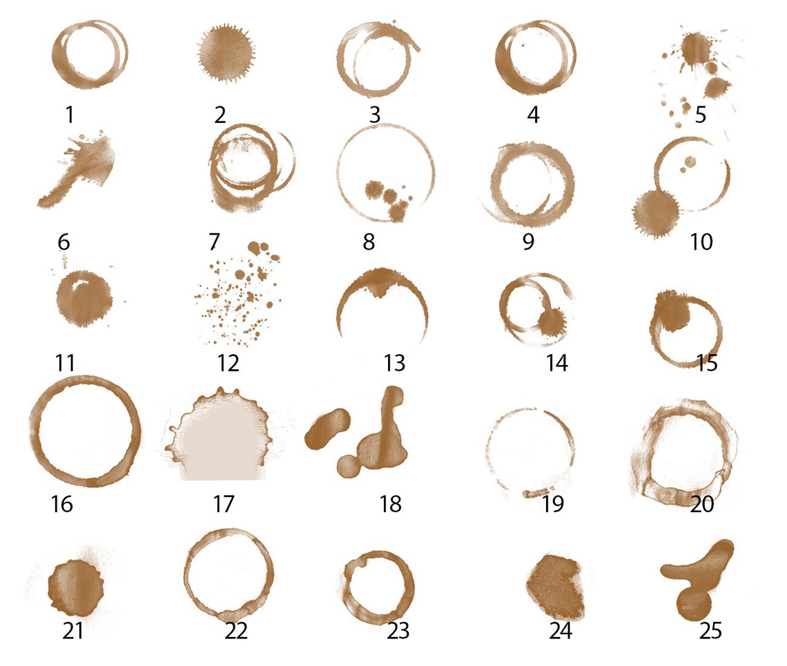 Coffee Stains Clip Art, Digital Coffee & Espresso Ring Overlays ...
