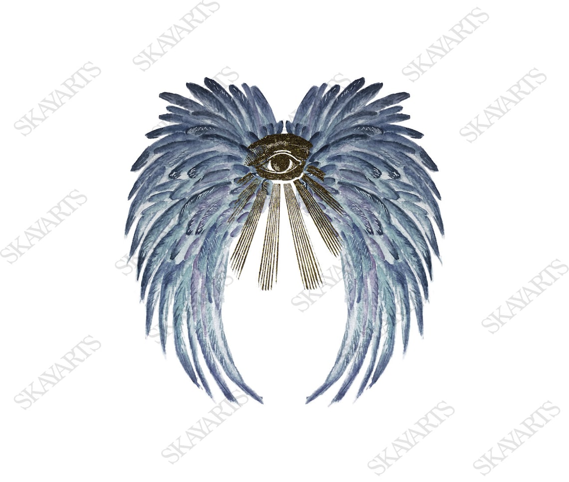 All Seeing Eye Angel Wings Watercolor PNG Digital Instant Download ...