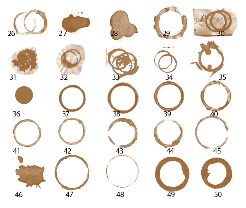 Coffee Stains Clip Art, Digital Coffee & Espresso Ring Overlays ...