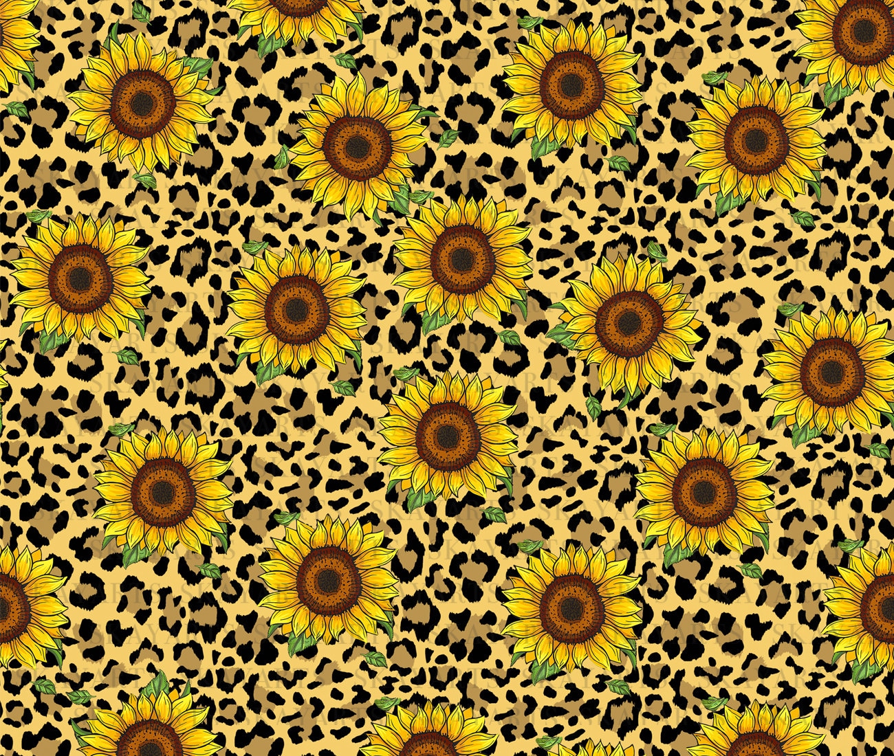 Leopard Sunflowers Background, Leopard Sunflower Digital Download ...
