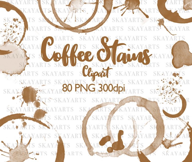 Coffee Stains Clip Art, Digital Coffee & Espresso Ring Overlays ...