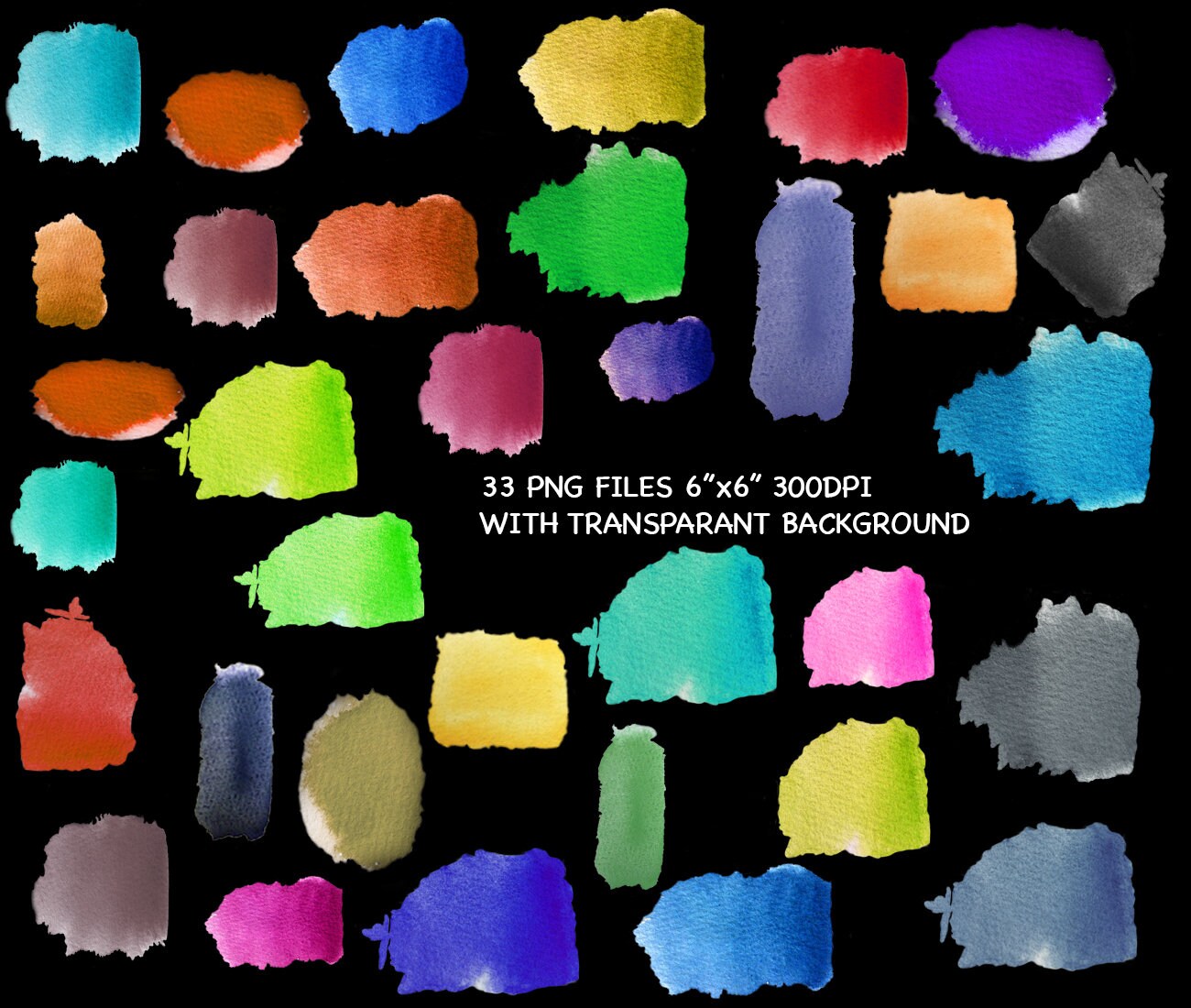 Abstract Watercolor Shapes Clipart Splashes Spots Brush - Etsy UK