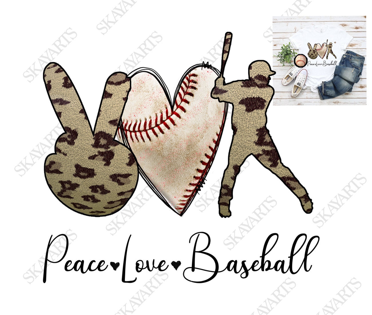 Peace Love Baseball Png, Baseball Sublimation Design Download, Leopard ...