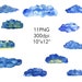 Watercolor Clouds Clipart, Weather Graphic, Realistic Blue Clouds, Sky ...