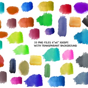 Abstract Watercolor Shapes Clipart, Splashes Spots, Brush Strokes, Hand ...
