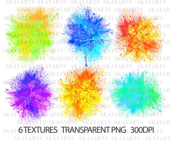 Colorful Transparent Paint Splatter PNG Texture Pack - Etsy Australia