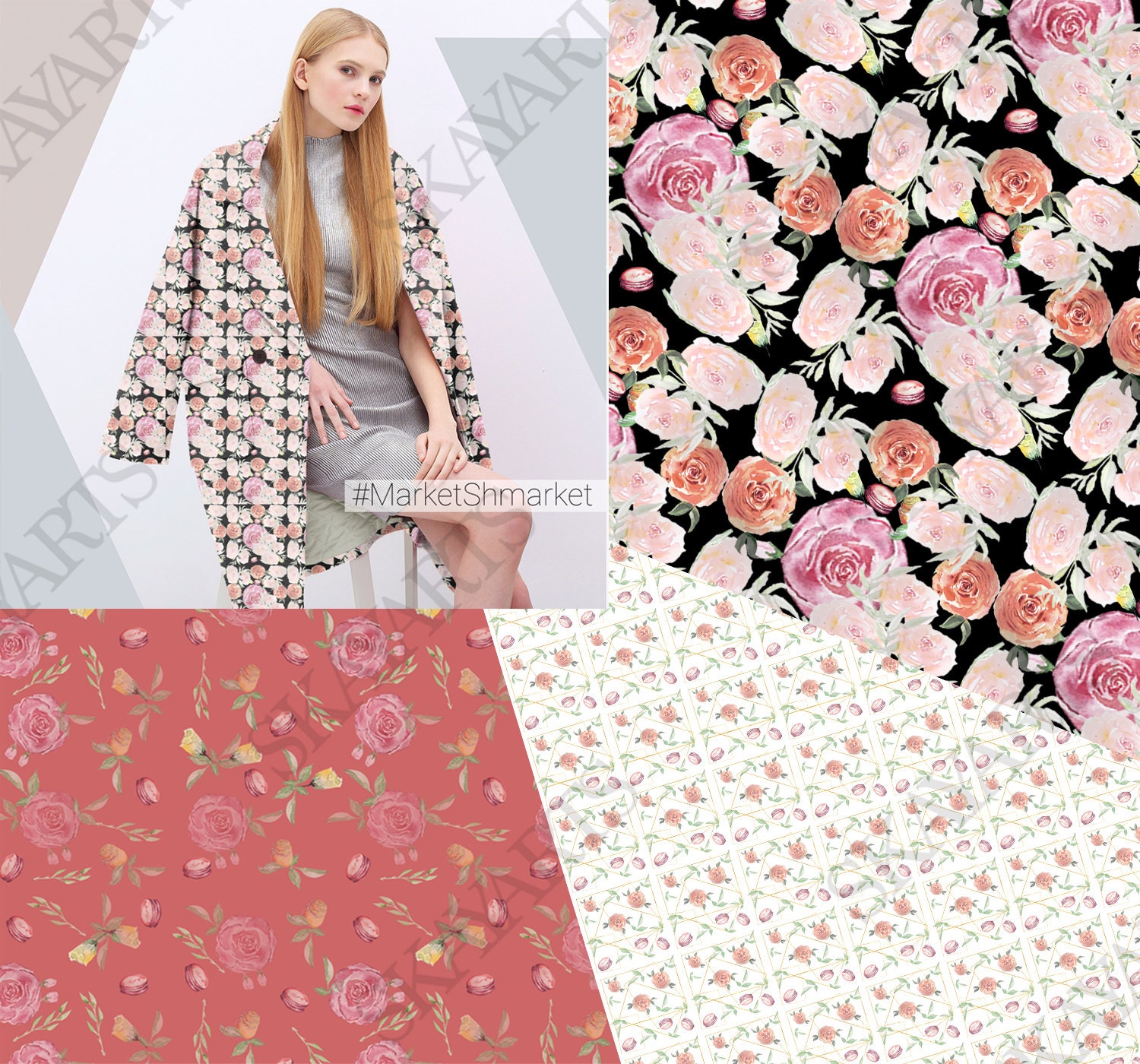 Watercolor Roses Digital Paper, Seamless Roses Printable Scrapbook ...