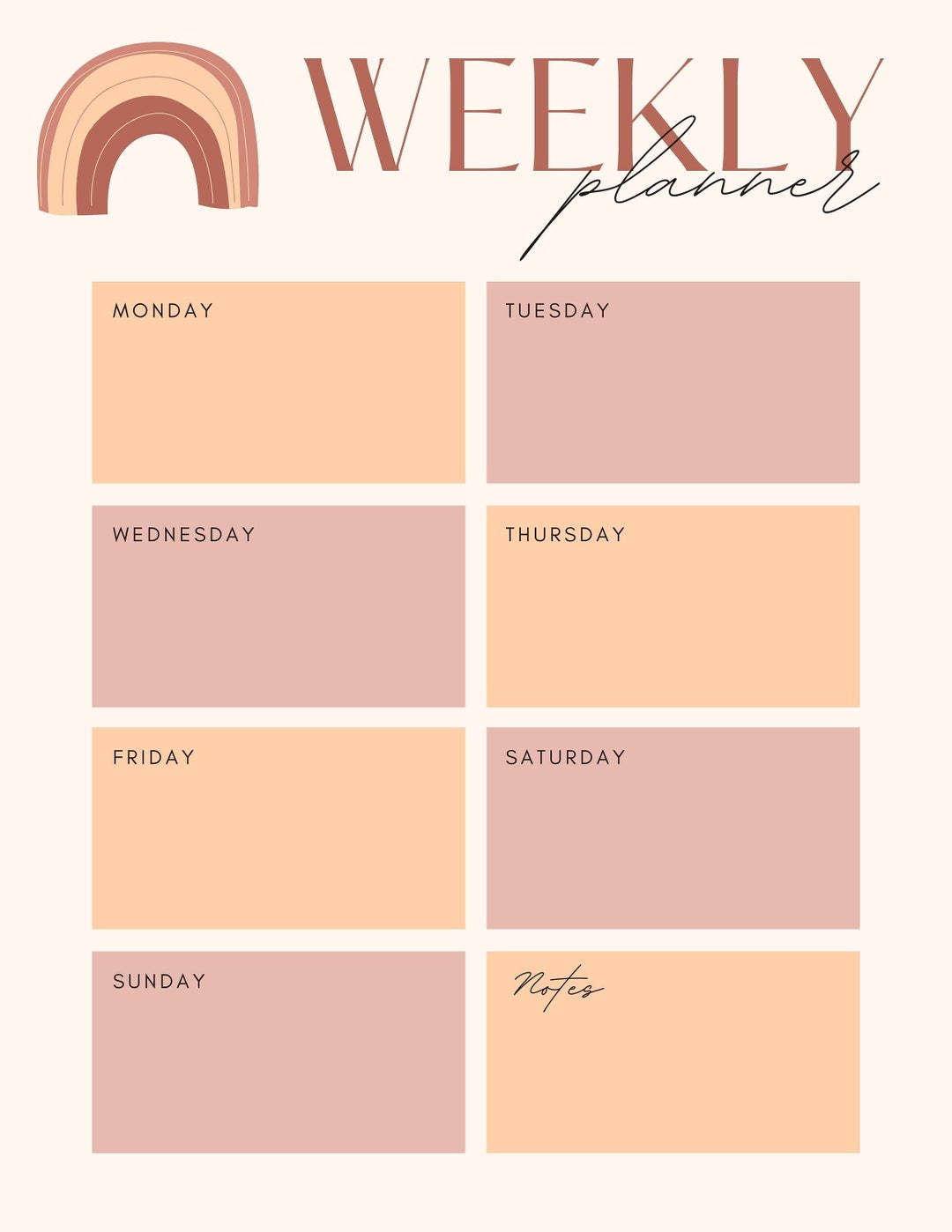 Digital Planner, Downloadable Planner, Weekly Planner, Minimalist ...