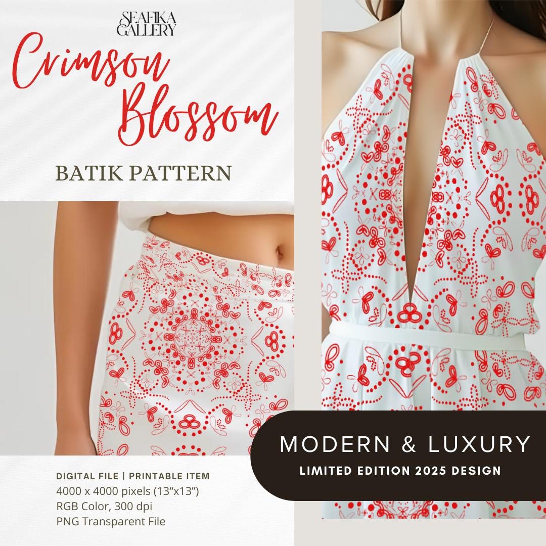 Crimson Blossom Batik Pattern Art, Fabric Batik Motif, Floral Batik ...