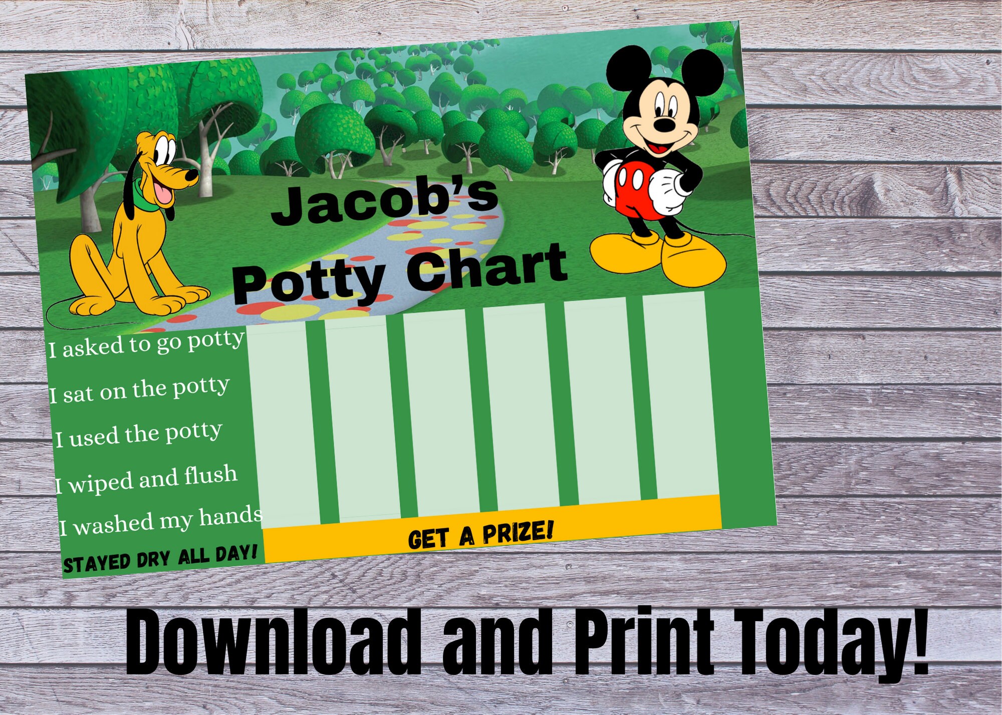 Digital Potty Training Chart Mickey Mouse Potty Training | Etsy