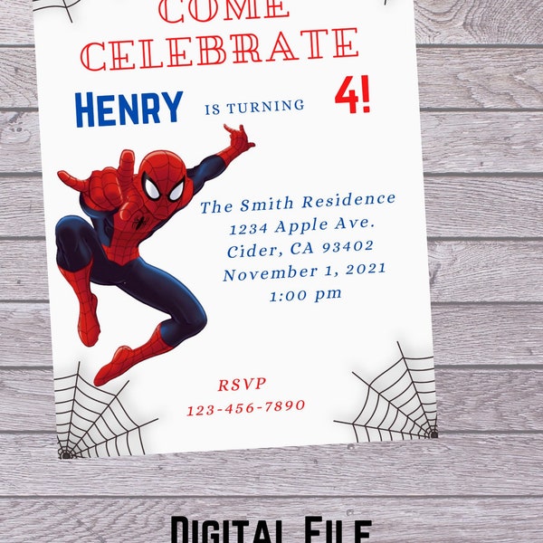 Spiderman Invitation - Etsy
