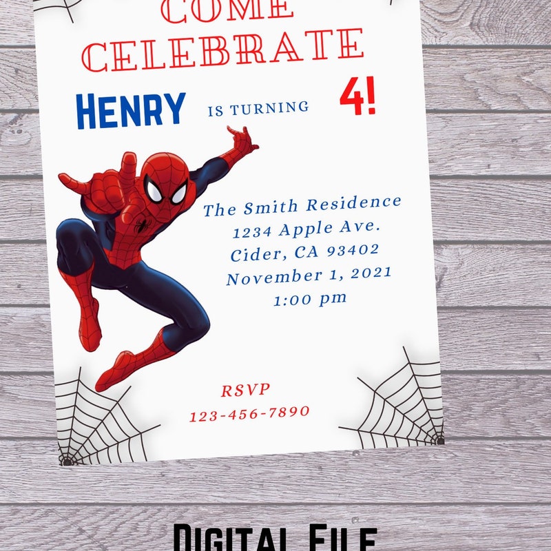 Spiderman Invitation - Etsy