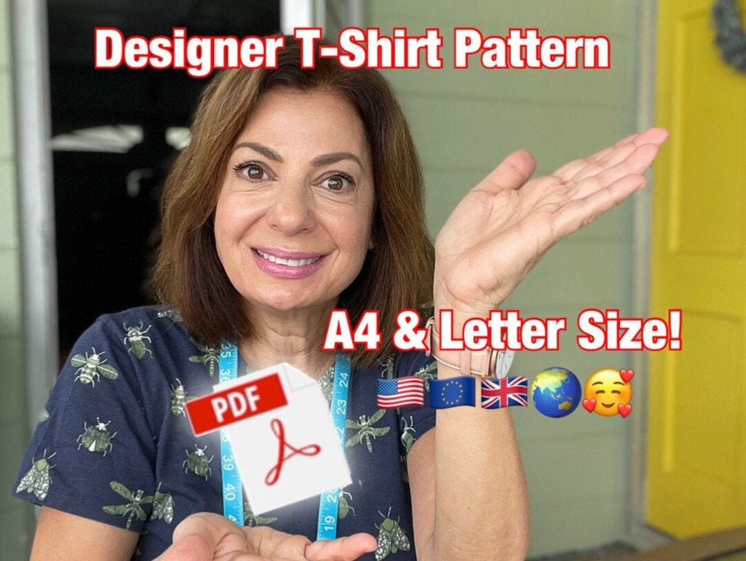 Designer T-shirt PDF Sewing Pattern - Etsy