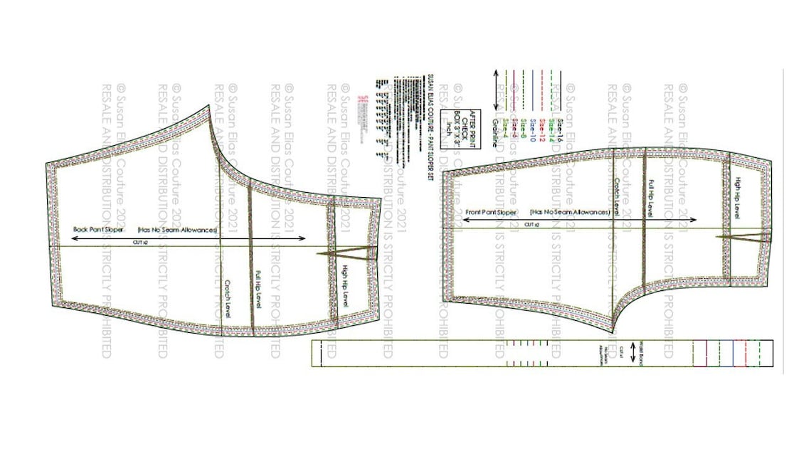 3-PIECE PANT SLOPER/ Pdf Digital Download Pattern Block (24"x60") - Etsy