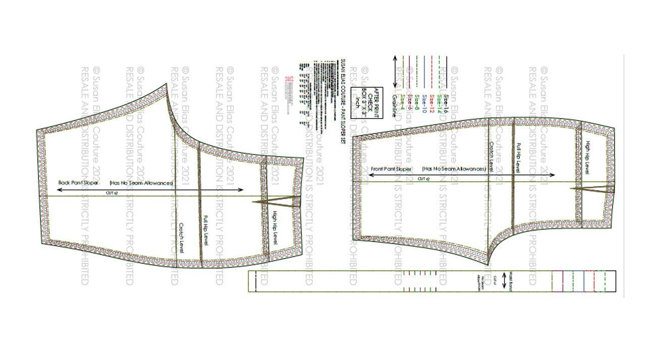 3-PIECE PANT SLOPER/ Pdf Digital Download Pattern Block (24"x60") - Etsy