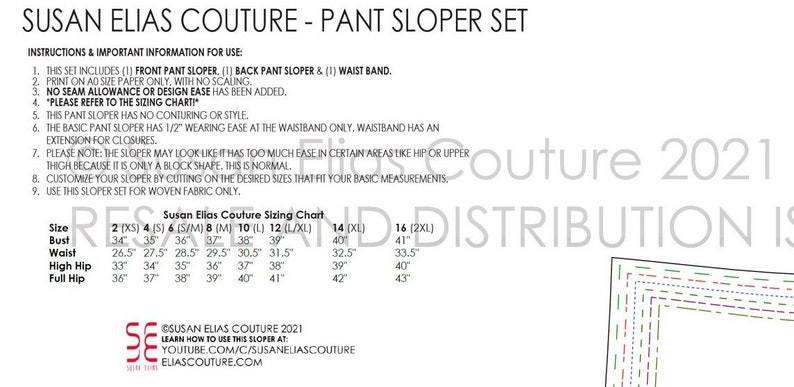 3-PIECE PANT SLOPER/ Pdf Digital Download Pattern Block (24"x60") - Etsy