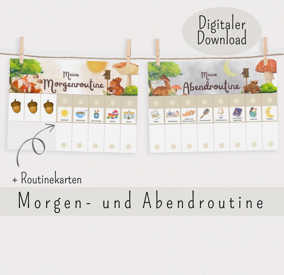 Morning & Evening Routine for Children Forest Animals, Daily Plan for ...