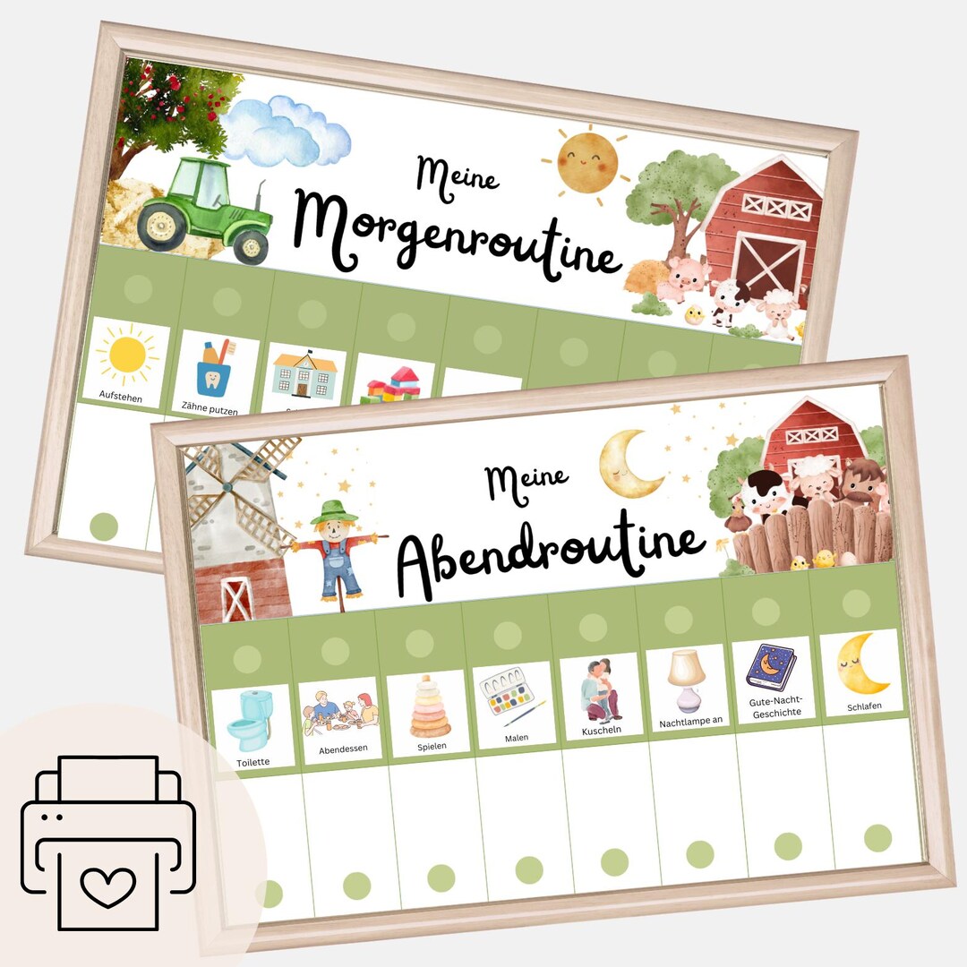 Children's Farm-themed Routine Planner: Morning & Evening Routines With ...