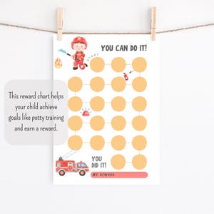 Firefighter Chore Chart for Kids – Printable Routine & Reward Chart for ...
