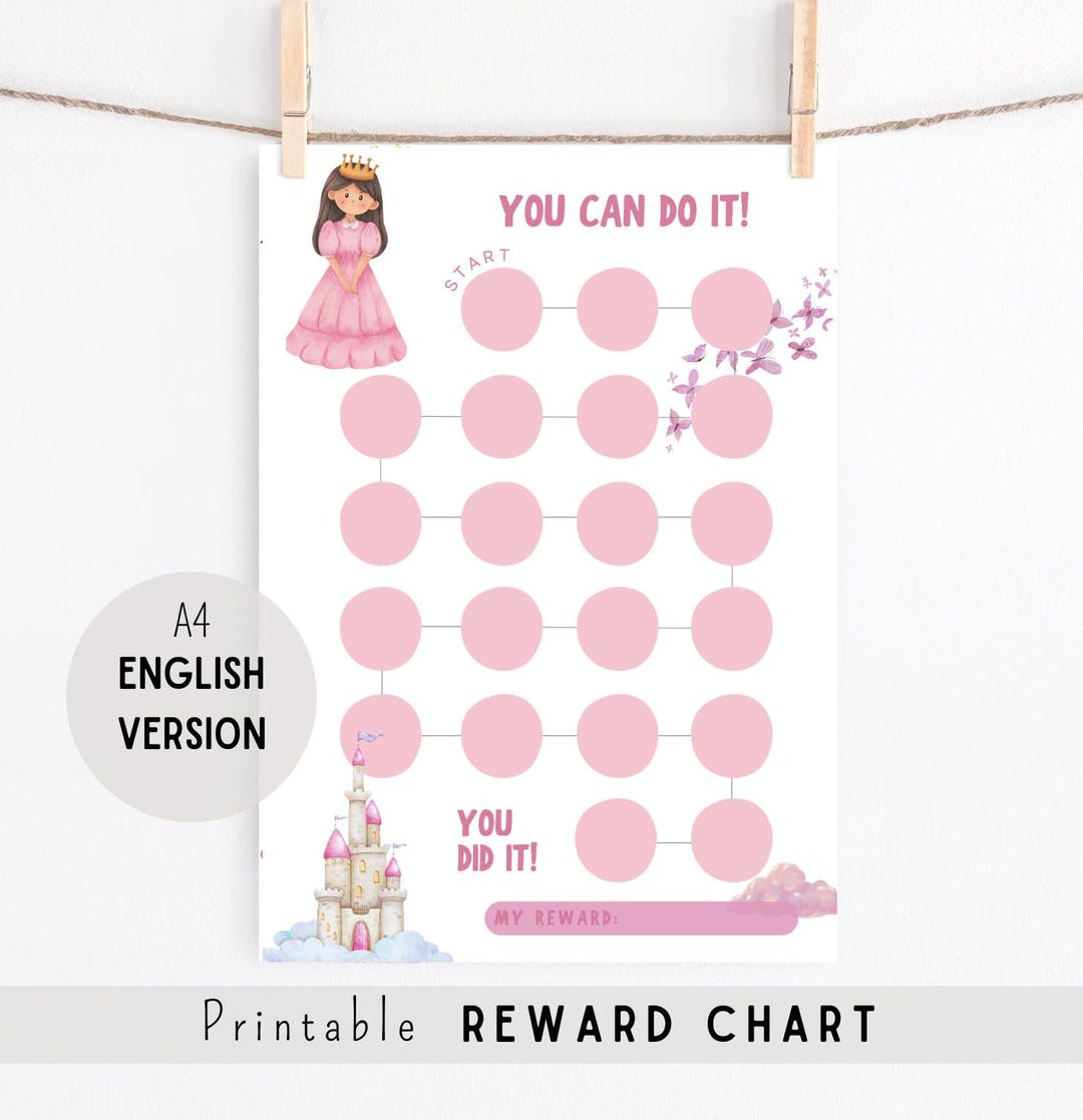 Princess Reward Chart for Kids, Reward Chart for Toddlers, Behavior ...