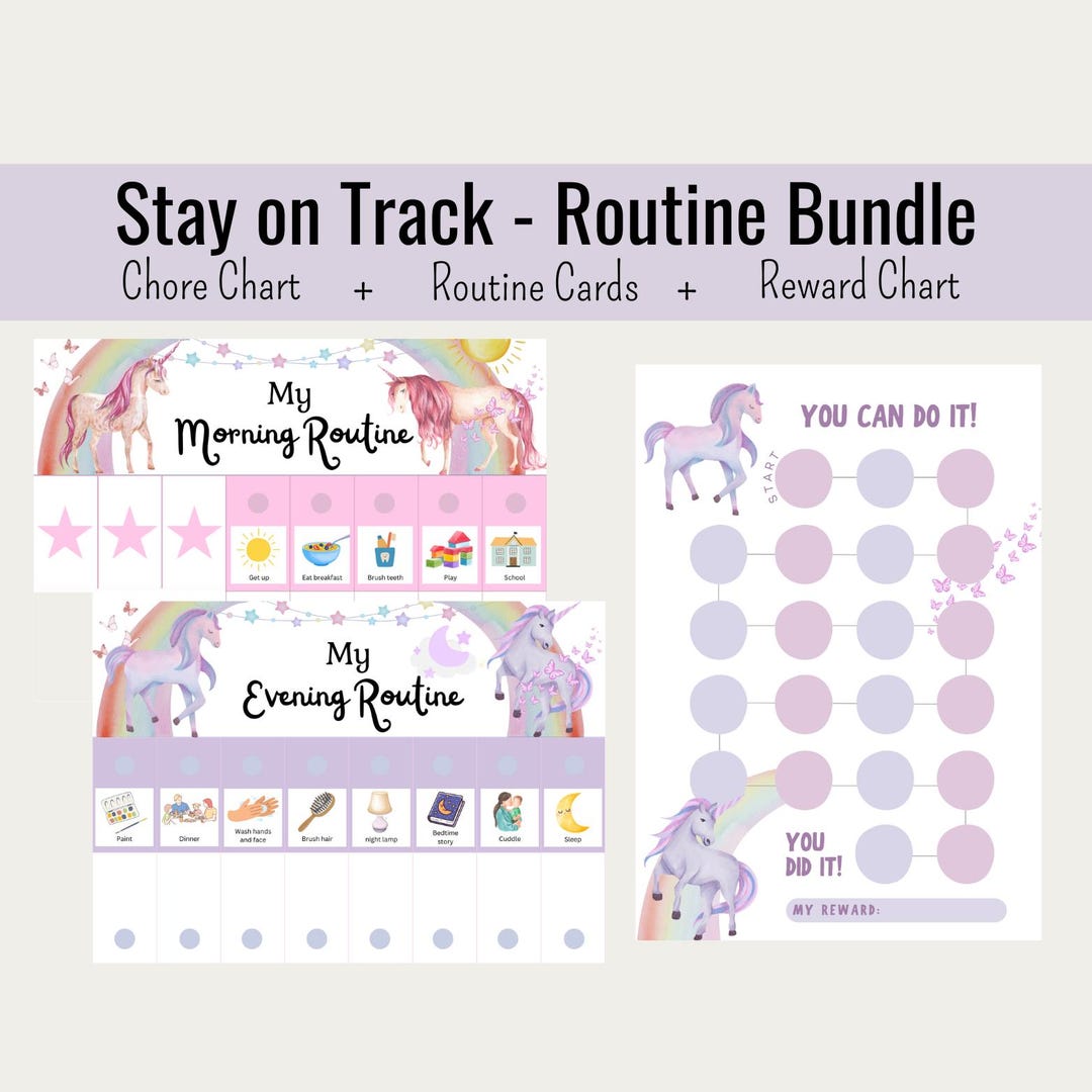 Unicorn Chore Chart for Kids – Toddler Routine & Reward Chart ...