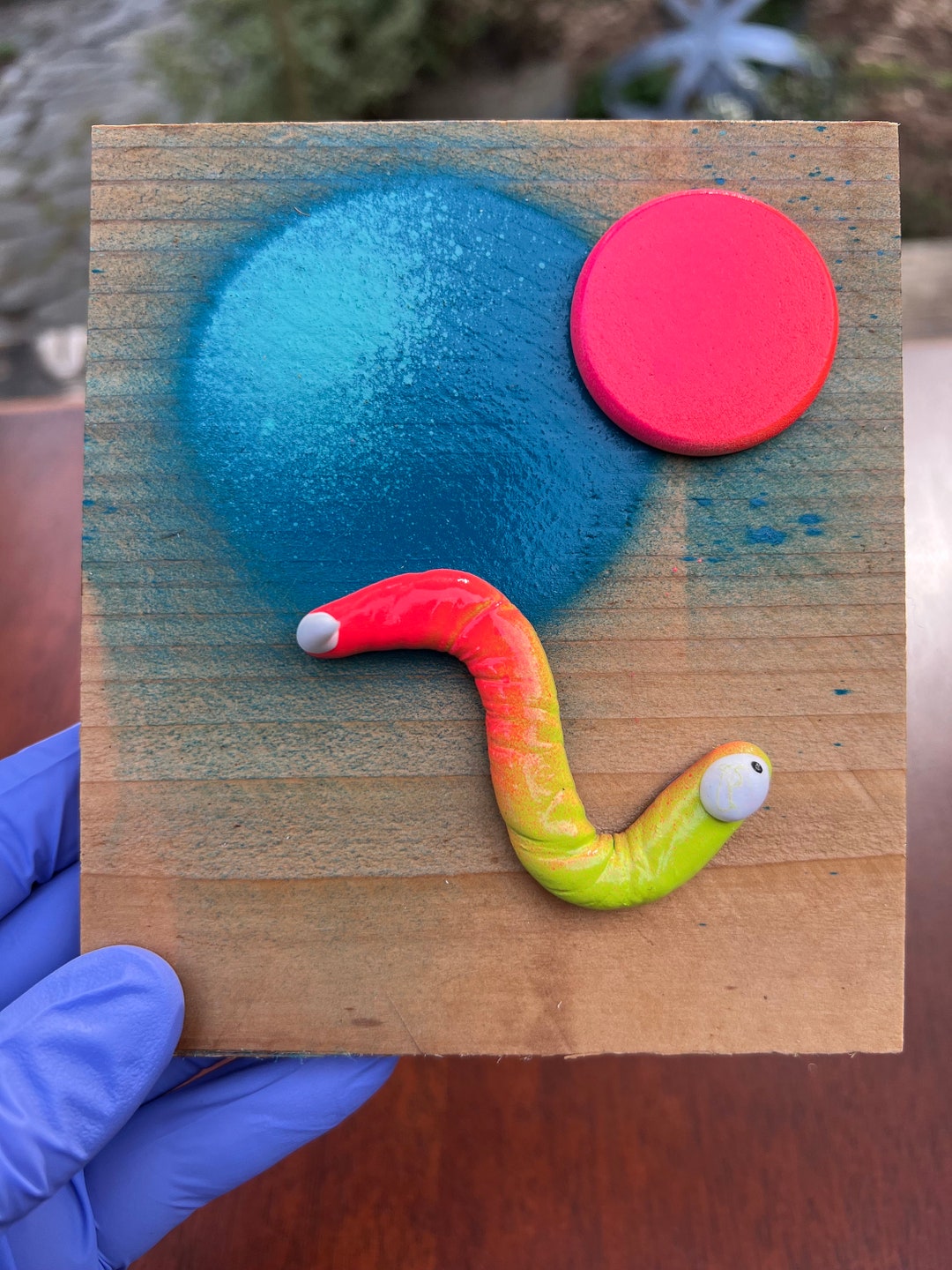 Original Art Wee Sculpture Painted Foam on Reclaimed Wood - Etsy