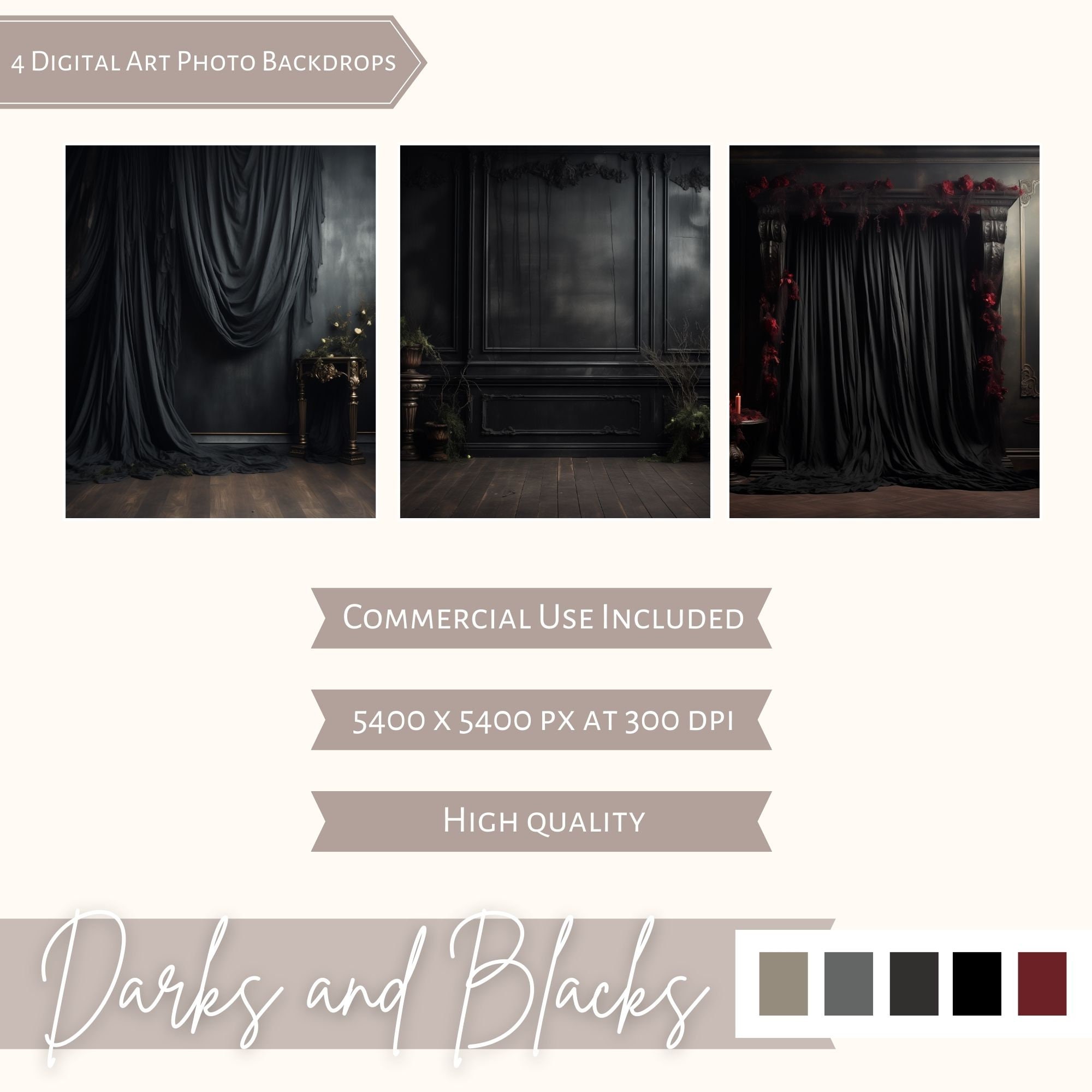 Dark Black Photography Backdrop Overlay | Maternity Background Black ...