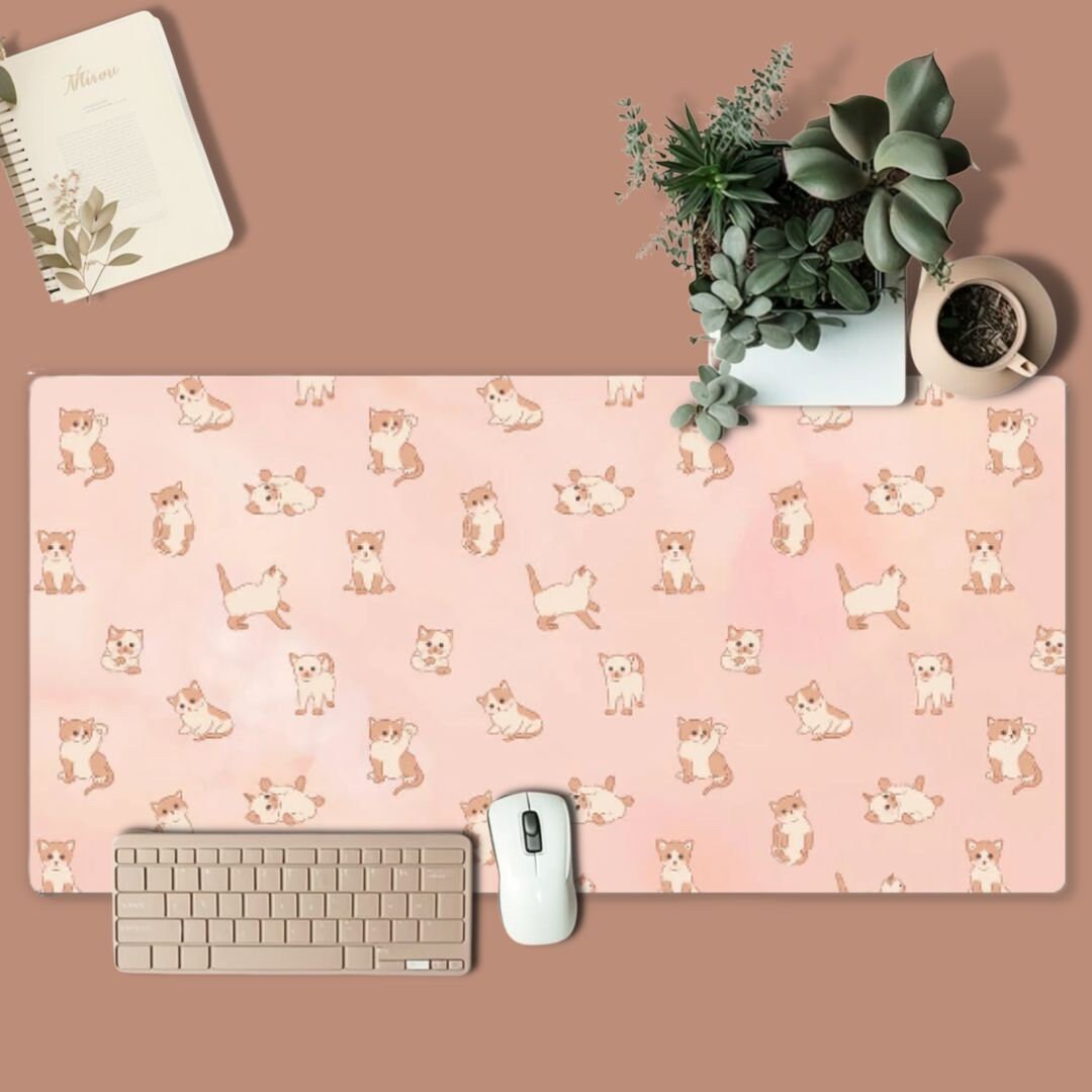 Cat Pattern Mousepad | Desk Mat Cute Kittens | Office Gifts for Cat ...